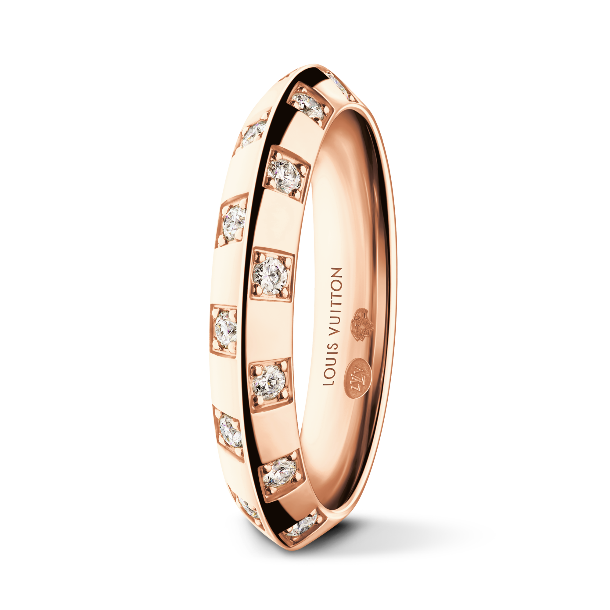Bague fine Le Damier de Louis Vuitton, or rose et diamants - Les ...
