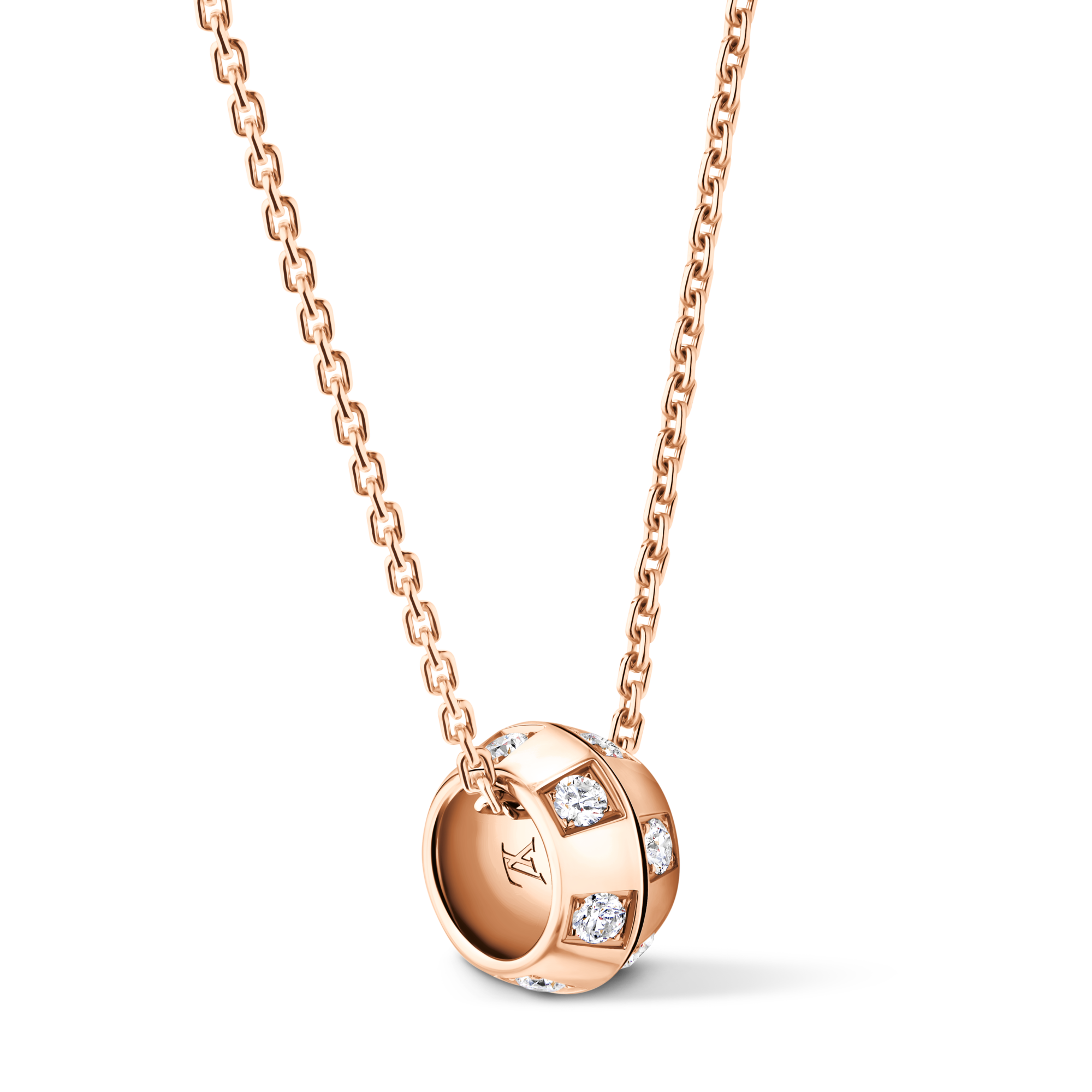 Collier pendentif Le Damier de Louis Vuitton, or rose et diamants ...