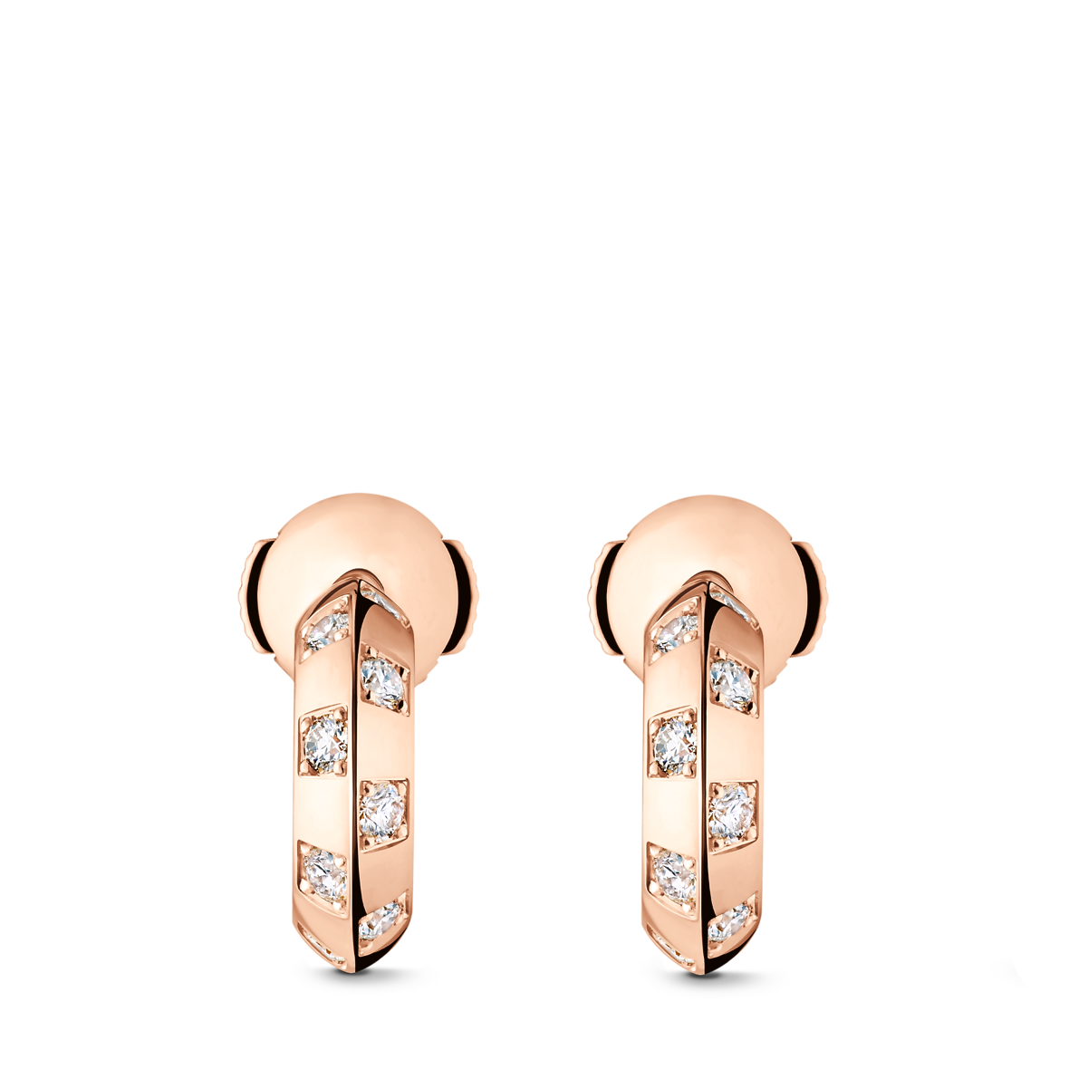 Le Damier de Louis Vuitton Small Hoops, Rose Gold and Diamonds ...