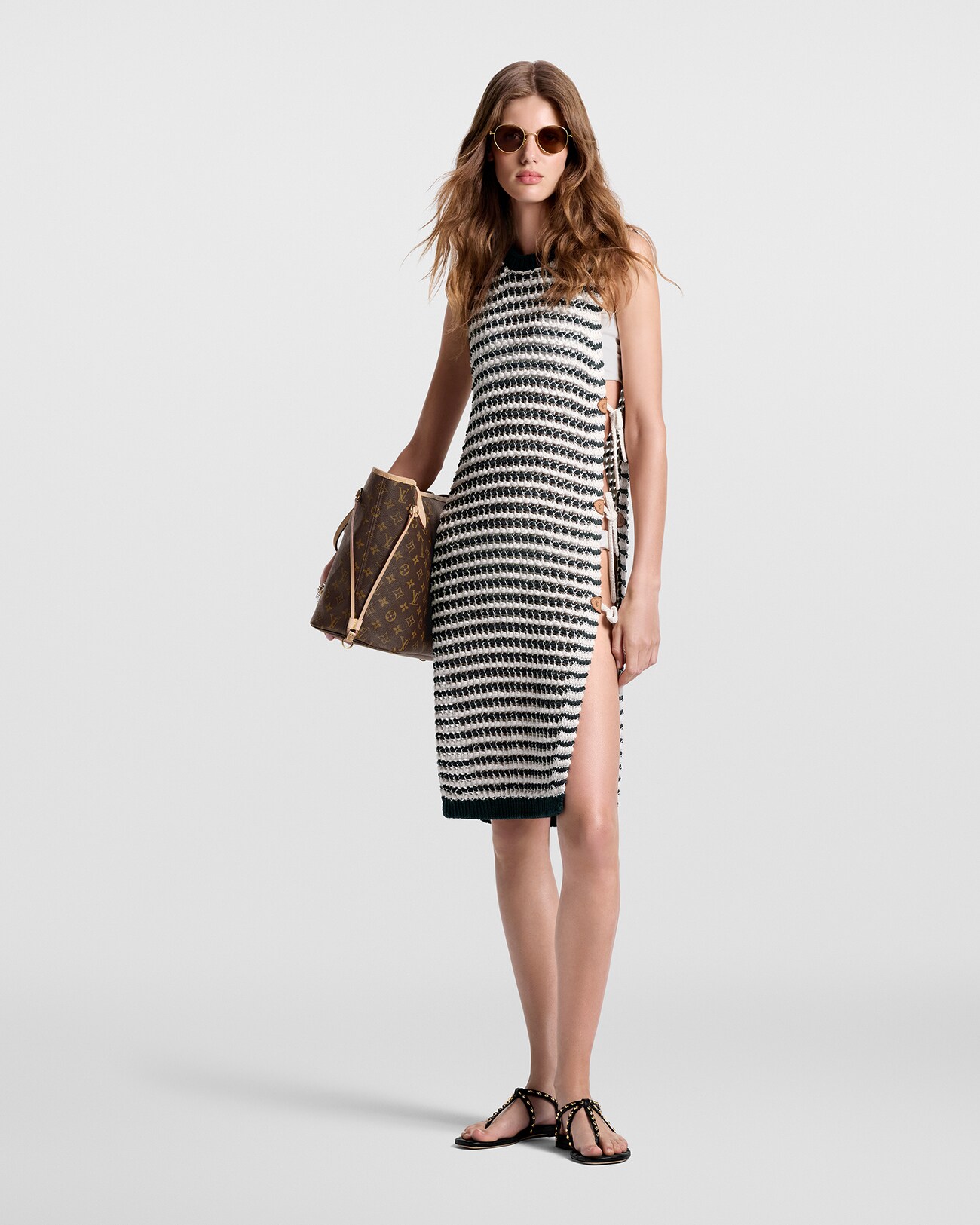 Striped Lace Knit Open Dress - Women - Ready-to-Wear | LOUIS VUITTON